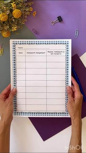 Forgot Homework Chart by BXC Creations | TPT