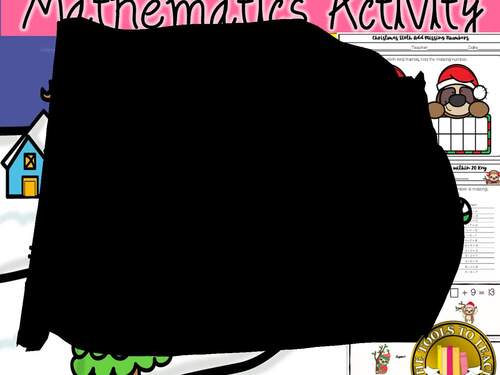 Christmas Sloths 30 Add Unknown Numbers to 20 Task Card Tens Frames