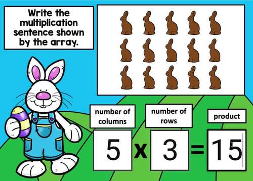 Easter Multiplication with Arrays Math Boom Cards Digital Task Cards