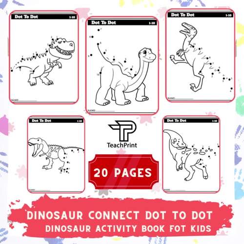 Dinosaur Dot to Dot 1-10 - Preschool and Kindergarten activity book