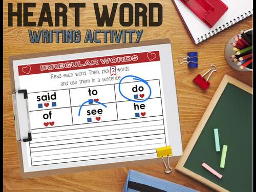 Heart Word Writing Activity -Kinder | TPT