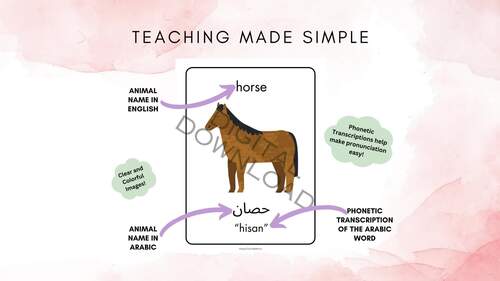 Arabic Farm Animal Flashcards English Bilingual Language Homeschooling