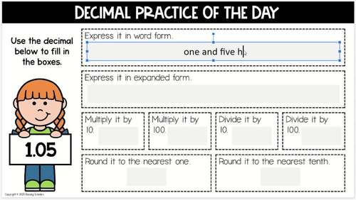 Decimal Practice of the Day Google Slides Digital Learning by Raising ...