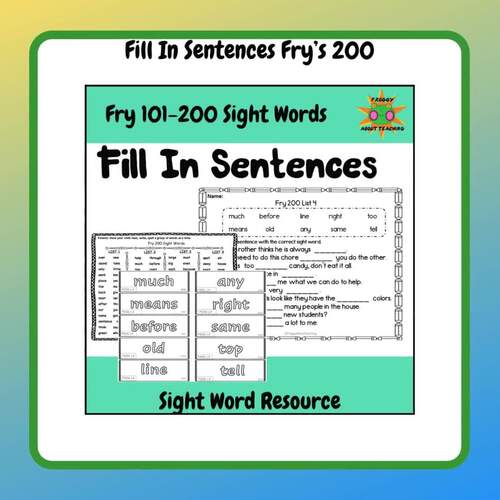Fill in the Blank Fry's Sight Word Practice Worksheets & Flash Cards