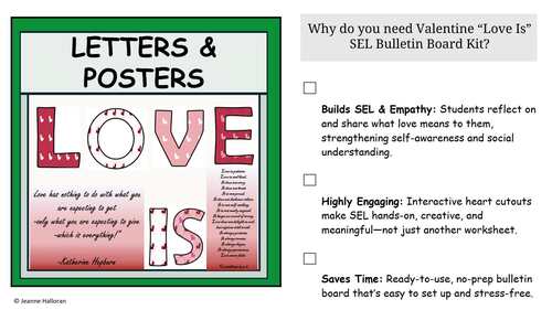 Valentine "Love Is" Bulletin Board Kit | Interactive SEL Decor for All ...