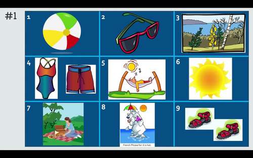French Summer Vocabulary Paperless Activity #4: Le morpion/Tic Tac Toe