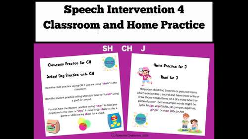 Speech Intervention 4: SH, CH, J: Classroom and Home Practice | TPT