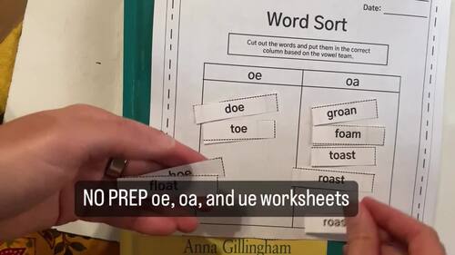 Long O Vowel Teams OA OE UE Phonics Worksheets, Decodable Passage ...