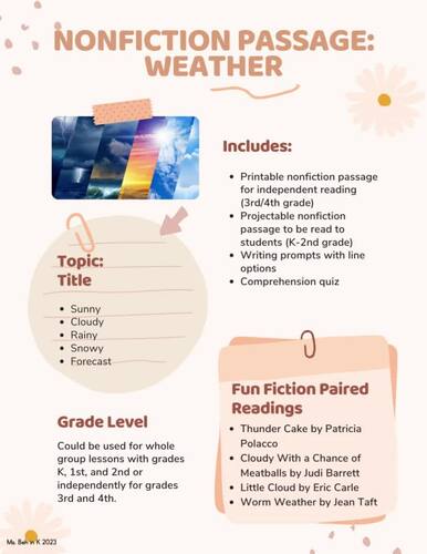 Weather (Nonfiction Passage, Writing Prompts, & Comprehension Check)