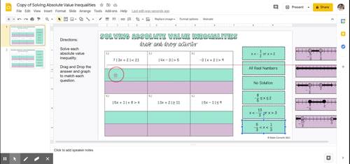 Solving Absolute Value Inequalities Digital Activity for Algebra 2