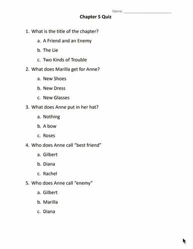 Anne of Green Gables | Chapter Quizzes | Conventional 7 | Readtopia