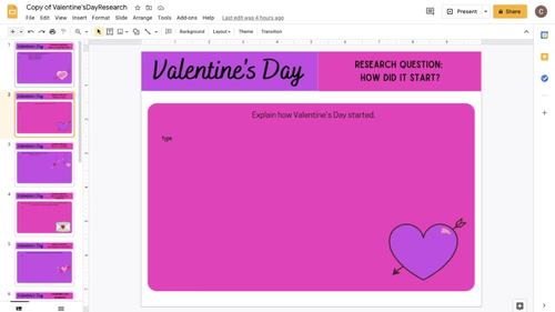 Middle School Valentine's Day Research Activity- Digital by Oh So ...