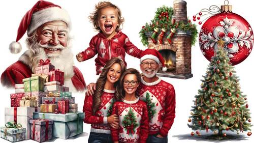 Watercolor Christmas Clipart Set of 20 Files by ArtisticTimberStudio