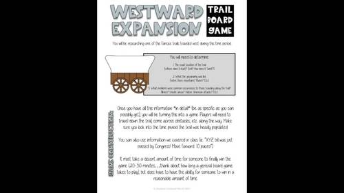 Westward Expansion Board Game Project US History Research Project High ...