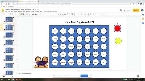 Distance Learning Sight Word Partner Games Printable and Google Slides
