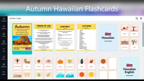 Hawaiian Fall Season flashcards by Language Forum | TPT