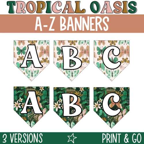 A-Z Banners Bulletin Board Letters / Tropical Classroom Decor | TPT