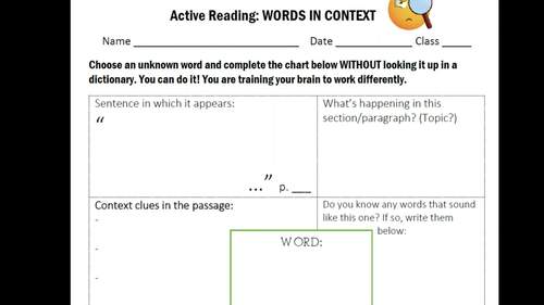 CONTEXT CLUES Graphic Org.: Help Students Discern Meaning WITHOUT a ...
