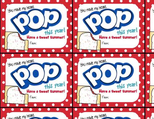 Pop-Tarts End of Year Gift Tag- You made my (our) heart(s) POP this year!