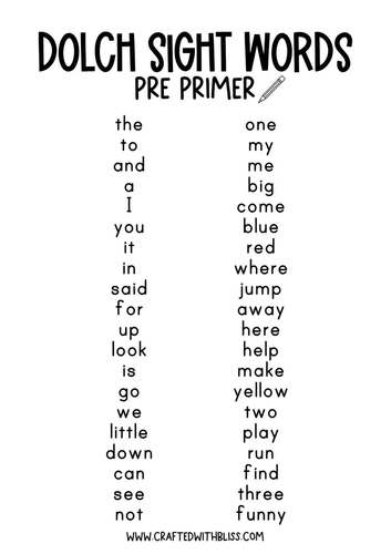 Dolch Sight Words Pre Primer, Sight word activities, Sight word games