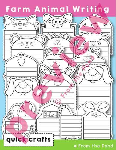 Farm Animal Writing Crafts – One Page Cut-and-Color Activities by From ...