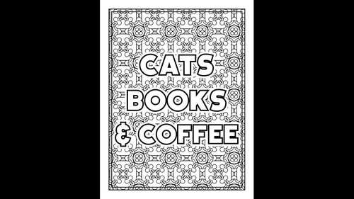 Coffee Lover Quotes Adult Coloring Book with Geometric Backgrounds