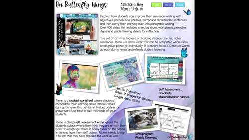 Sentence Writing Grades 3 & 4 Weeks 11 to 20 (Term 2) by On Butterfly Wings