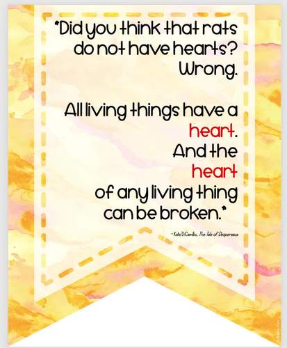 The Tale of Despereaux | Novel Study | Quote Banners by Teaching Literacy