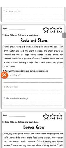 Short Plant Life Cycle Reading Passages | No Prep Science Reading ...