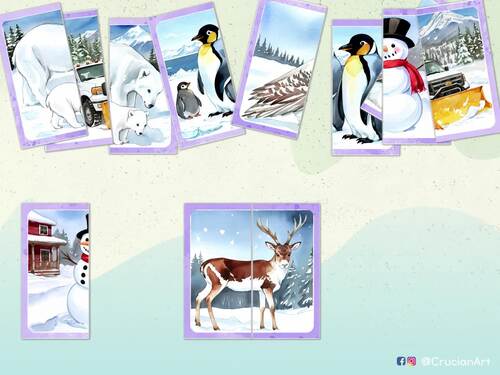 Winter Season Picture Puzzle Pairs | Toddler, Preschool, Pre-K Matching ...