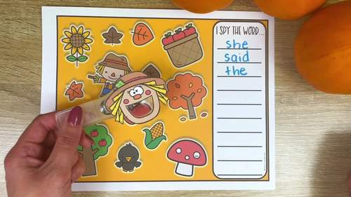 I Spy Fall and Thanksgiving Sight Words -Magnifying Glass Mats! | TpT