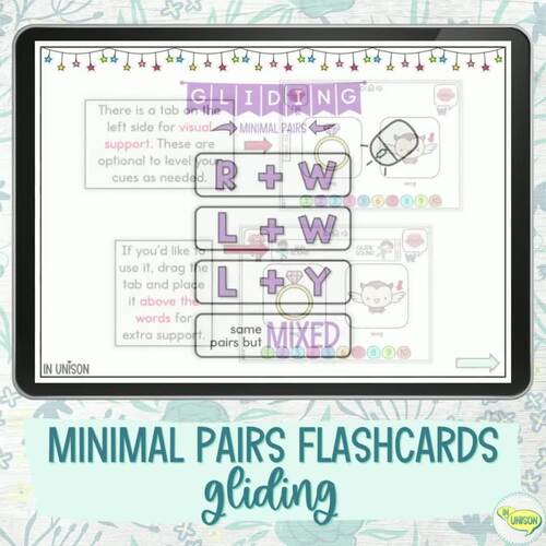 Gliding Minimal Pairs Flash Cards | Print and Digital | TPT