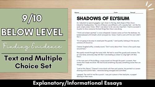 9th 10th Grade Reading Literature Question Set- Evidence Comprehension | BL