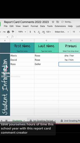 Report Card Comment Generator for Google Sheets - Growing BUNDLE