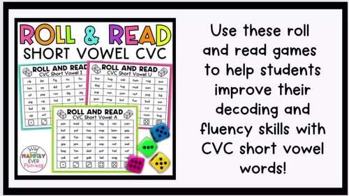 Short Vowel CVC Words Roll and Read | Fluency Practice Games for Early ...