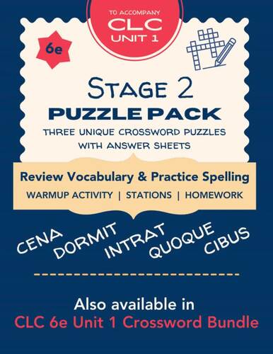 CLC Stage 2 Crosswords (Cambridge Latin Vocab - 6th edition) | TPT