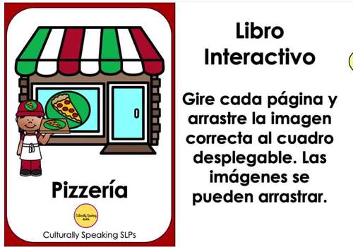Libro Interactivo de Pizzeria & BOOM CARDS by Culturally Speaking SLPs