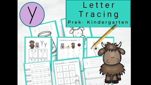Lowercase Letters Tracing- Letter y Worksheets by Rebekah Sayler