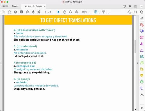 ESL Elementary Lesson: Learn the Different Translations for To Get from ...