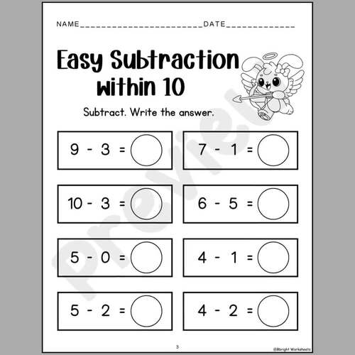 Easy Subtraction Within 10 Worksheets | No Prep Math | Print & Go ...