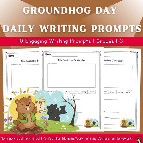 Groundhog Day Daily Writing Prompts | February Journal | 10 Pages Mini-Pack
