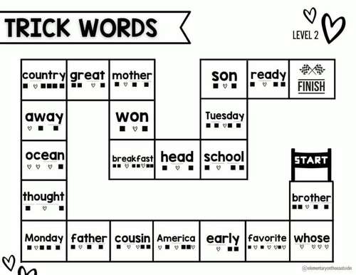 Heart Word Board Games - Level 1 & 2 by Elementary on the Eastside