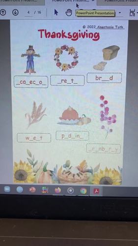 THANKSGIVING printable missing letters building words ESL EFL ...