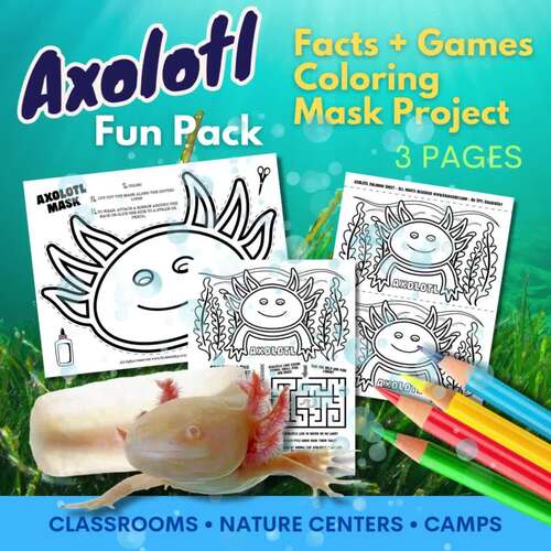 Axolotl Fun Pack - 3 Pages of Games and Art Projects! by KrakenSky