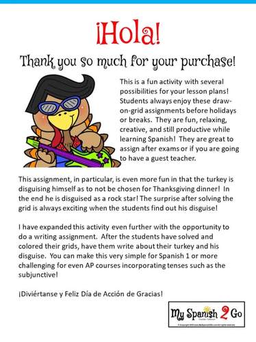 THANKSGIVING- Numbers 100 to 1000 in Spanish--Draw-On-Grid--Rock Star ...