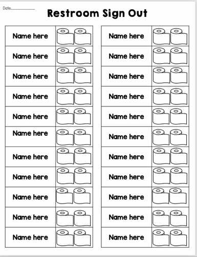 Restroom Sign Out Resource by Room One Ideas | TPT