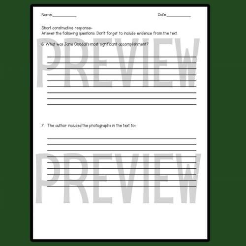 Jane Goodall -Biography- Reading Passage- Women's History Month | TPT