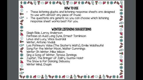 Winter Listening Glyph and Response Sheets by Miss Jayna's Music