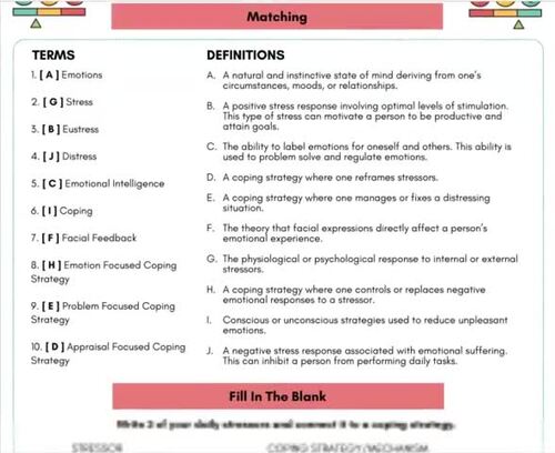 Emotion, Stress, and Coping Test - Psychology by Psyched About Social ...
