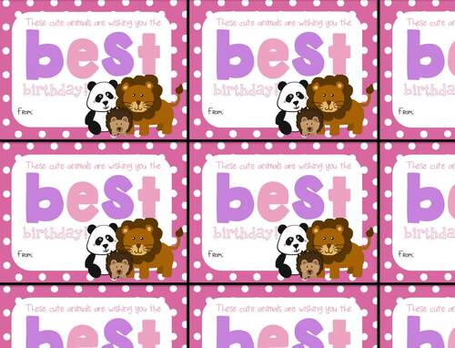 Cute Animal Crackers Birthday Gift Tag- These cute animals are wishing ...